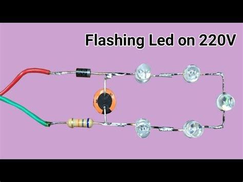 How To Make Simplest V Led Flasher Circuit Or Connect V A C In V Led Blinking Led Circuit