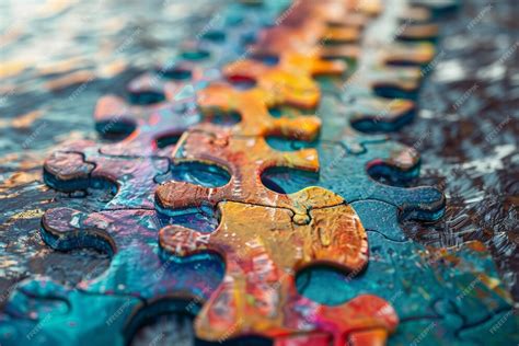 premium photo a 3d stylized pathway made of interconnected puzzle pieces
