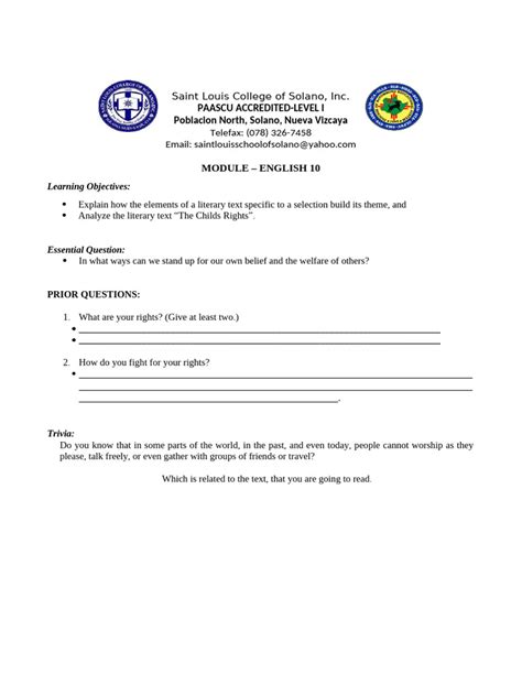 English 10 Module Pdf Cognition Self Improvement