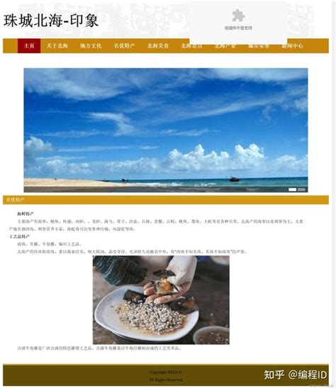 HTML 期末大作业旅游网页设计与实现广西北海家乡旅游风景区网站HTML CSS 知乎