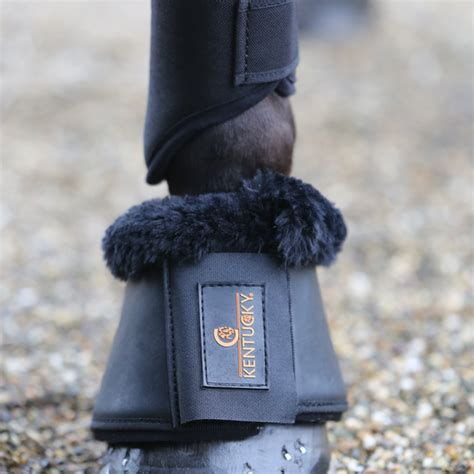 Kentucky Hufglocken Leder Lammfell Schwarz Springglocken