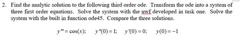 solved find the analytic solution to the following third