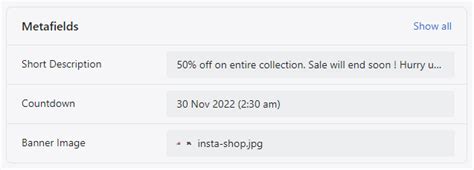 Set Collection Banners Short Description And Countdown By Metafields