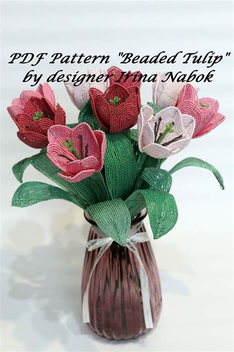 Pdf Pattern Tulip Pattern Beaded Tulip French Beaded Flower Step By