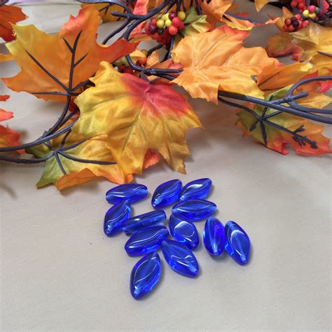 Tapered Blue Translucent Glass Beads 24 Pieces Beadholiday