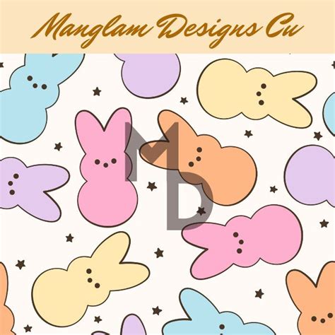 Easter Peeps Seamless Repeat Pattern Peeps Seamless Spring Seamless Retro Easter Fabric