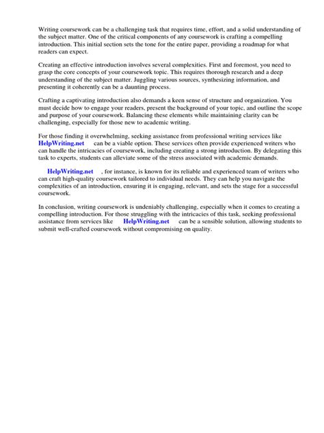 How To Write Introduction For Coursework Pdf Essays Thesis