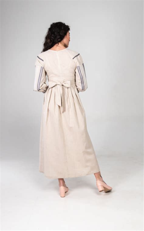 Плаття вишиванка максі бежеве Ромби калейдоскоп багатобарвні купити в інтернет магазині Синій Льон