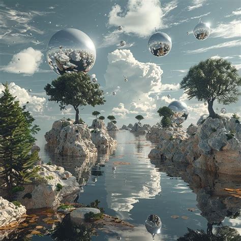Premium Photo 3d Rendered Surreal Photo With Floating Objects Or