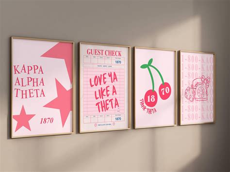 Kappa Alpha Theta Sorority Wall Art Set 4 Pack Digital Prints