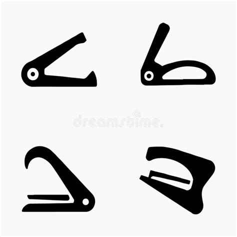 Staple Remover Solid Icons Design Collection Stock Vector