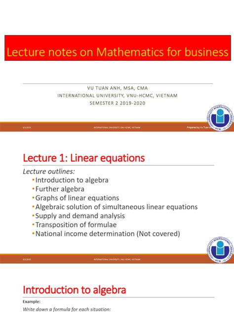Lecture 01 Linear And Non Linear Equations W1 Pdf Supply Economics Demand