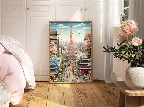 Tokyo Tower Art Instant Digital Download Tokyo Streets Art Tokyo Travel