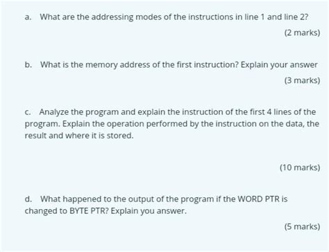 Solved 3 Based On The Assembly Language Program Alp Shown