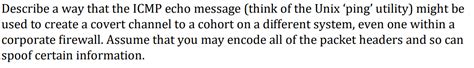 solved describe a way that the icmp echo message think of