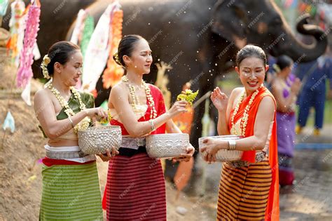 Premium Photo Group Of Thai Women Ware Thai Traditional Dress Play To