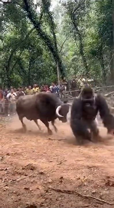 Bull Vs Gorilla Part 2 Unbelievable Jungle Battle Shorts Youtube