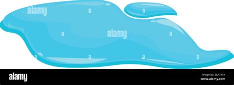 Cartoon Blue Liquid Puddle Spilling On The Ground Isolated On White