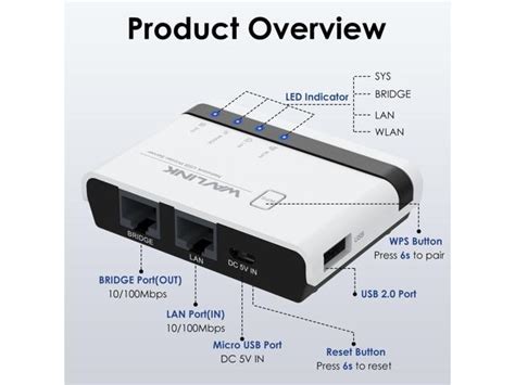 WAVLINK USB Wireless Print Server WiFi Print Server With Mbps LAN Bridge Mbps USB