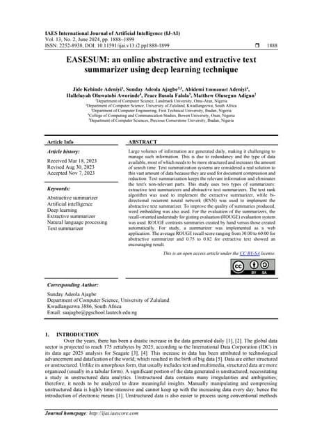 Easesum An Online Abstractive And Extractive Text Summarizer Using