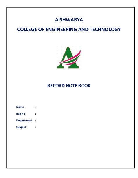 Cs3501 Compiler Design Aishwarya College Of Engineering And Technology Record Note Book Name