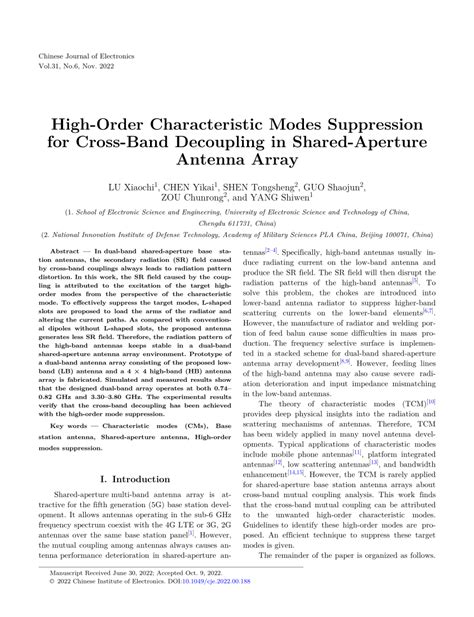 pdf high‐order characteristic modes suppression for cross‐band