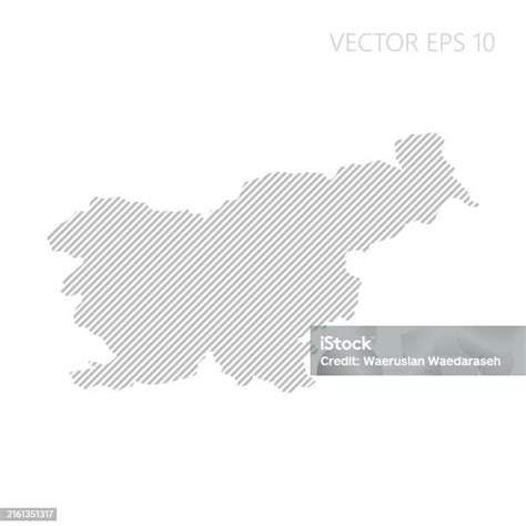 Striped Map Of Slovenia Vector Abstract Slovenia Map With Gray Diagonal