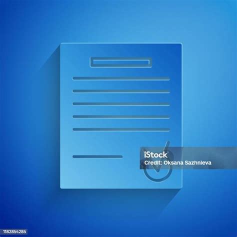 종이 잘라 확인 된 문서 및 파란색 배경에 격리 된 확인 마크 아이콘 체크리스트 아이콘입니다 비즈니스 개념입니다 종이 아트 스타일입니다 벡터 일러스트레이션 0명에 대한 스톡