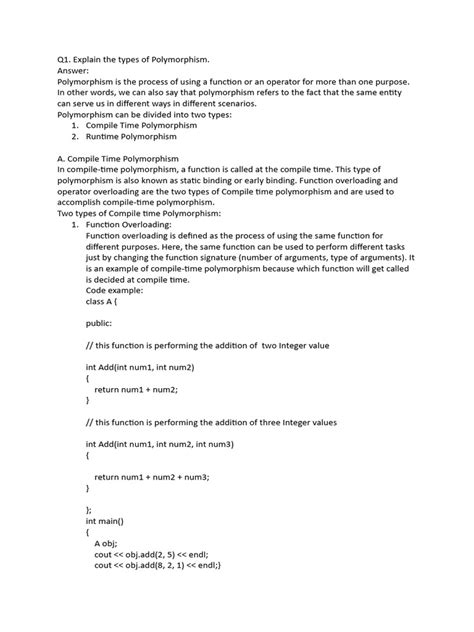 Polymorphismassignment Pdf