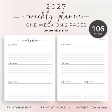 A4 Diary 2027 Etsy Uk