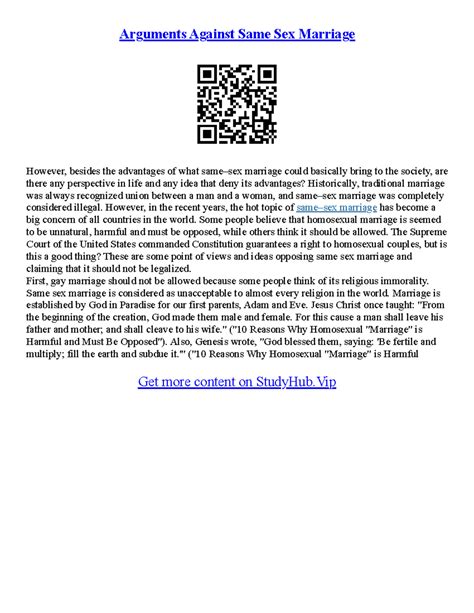Against Same Sex Marriage Essay Arguments Against Same Sex Marriage