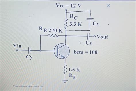 Answered Vin O Cy Vcc 12 V Rc 3 3 K Rb 270 K… Bartleby