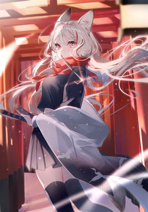 Anime Girls Sword Fox Ears Fox Girl Hd Phone Wallpaper Rare Gallery