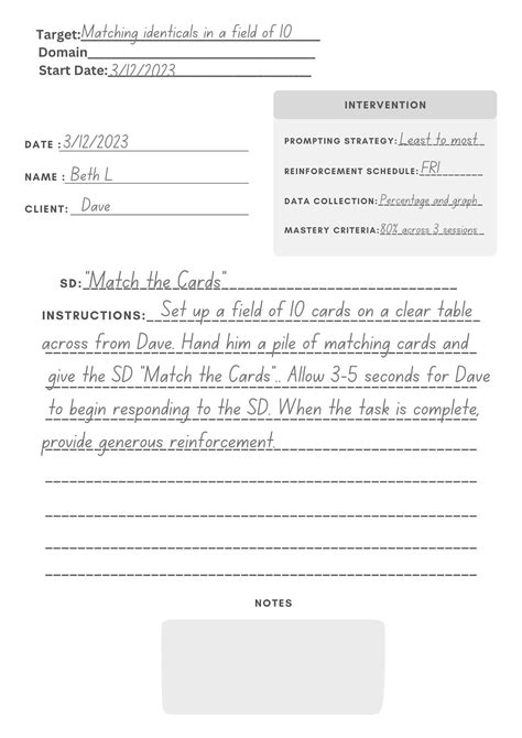 Aba Program Cover Data Sheet Dtt Therapy Template Etsy