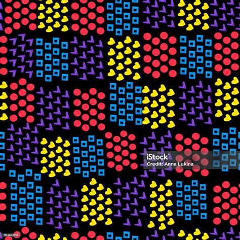 다른 수채화 벽돌의 원활한 추상적인 기하학적 배경은 마음과 광장과 동그라미와 어두운 배경에 진드기 모양 0명에 대한 스톡 벡터 아트 및 기타 이미지 Istock