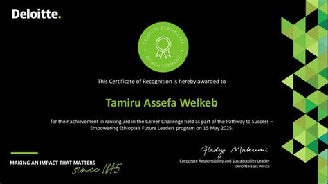 Careerchallenge Futureleaders Aiesec Deloitte Stmarysuniversity Tamiru Assefa