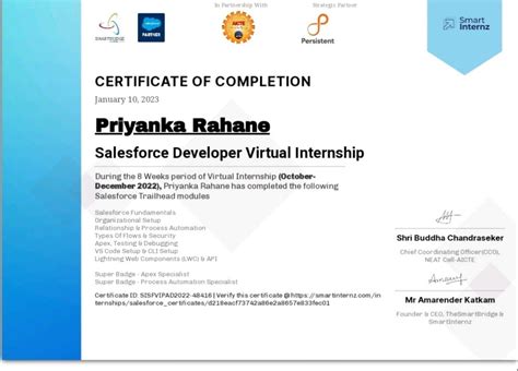 Priyanka Rahane On Linkedin Smartinternz Salesforce Developer Trailhead