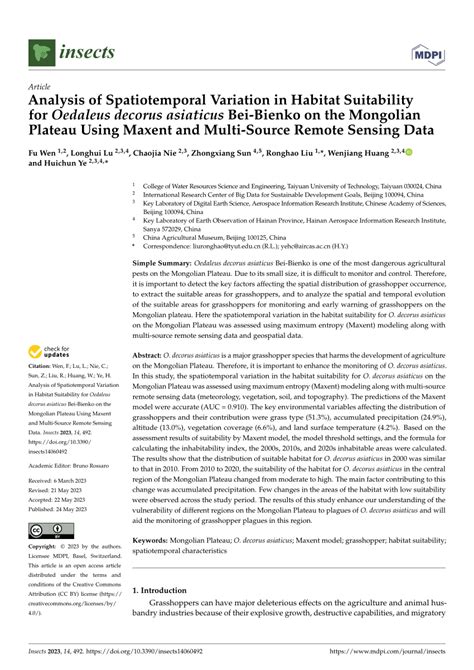 Pdf Analysis Of Spatiotemporal Variation In Habitat Suitability For
