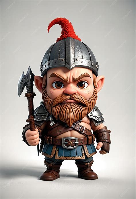 Minimalist Chibi Dwarf Warrior Character Design Premium Ai Generated Image