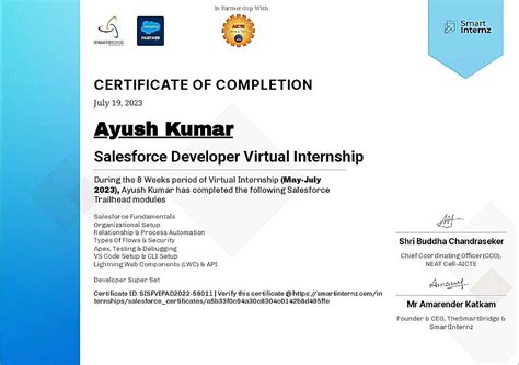 Ayush Kumar On Linkedin Smartinternz Salesforce Skilledonsalesforce Thesmartbridge Aicte…