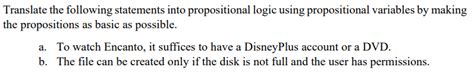 solved translate the following statements into propositional
