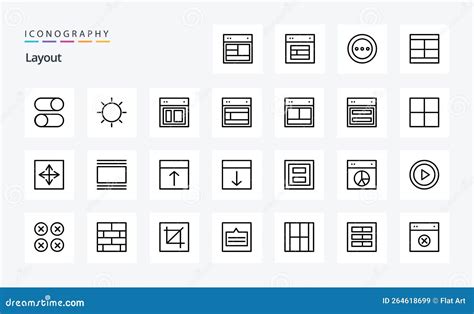25 Layout Line Icon Pack Stock Vector Illustration Of Design 264618699