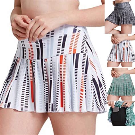 여성 스포츠 테니스 골프 퀼로트 플리츠 스포츠 반바지 하이 웨이스트 포켓 하카 슬리밍 인기 스커트 미니 스커트 Faldas