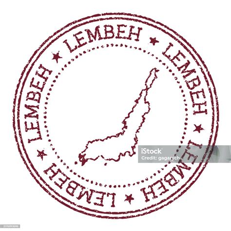 Lembeh 섬 지도를 가진 둥근 고무 도장 원형 텍스트와 별 벡터 일러스트 레이 션과 빈티지 빨간 여권 스탬프 Lembeh에 대한 스톡 벡터 아트 및 기타 이미지 Istock