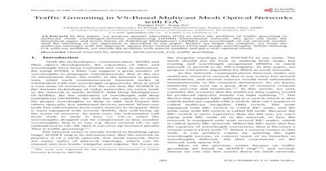 Pdf Traffic Grooming In Vs Based Multicast Mesh Optical