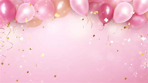 Premium Photo Balloons And Confetti On Pink Birthday Background