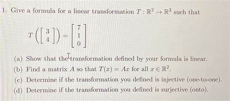 solved give a formula for a linear transformation t r2→r3