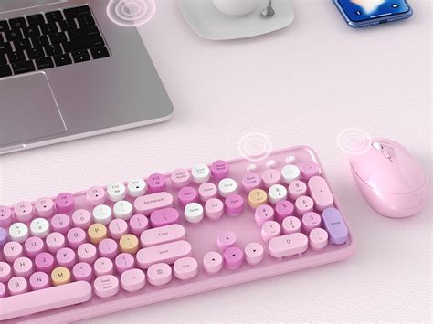 Colorful Wireless Keyboard And Mouse Combo Coveva 2 4ghz Wireless Retro Cute Round
