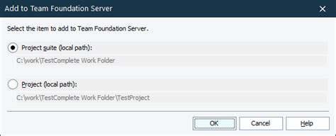 Binding Test Projects To Team Foundation Version Control Repository Testcomplete Documentation