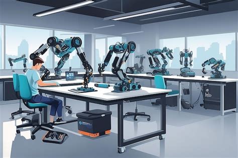 Premium Photo A Robotics Lab With Students Programming Robotic